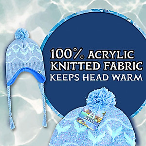 Disney Avatar: The Way of Water Hat, Adult Peruvian Knit Cap with Tassels and Pom Beanie Hat, Blue