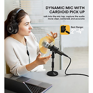 MAONO XLR Podcast Microphone, Professional Cardioid Studio Mic for Podcasting, Recording, Streaming, Vocals, Voice Over, Music, ASMR(PM500 & HD300T Gray)