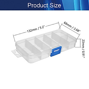 Juvielich 2PCS Clear Plastic Organizer Box, 10 Grids Storage Container Jewelry Box with Adjustable Dividers, for Beads Art DIY Crafts Jewelry Fishing Tackles 5.2"x2.68"x0.91"(LxWxH)