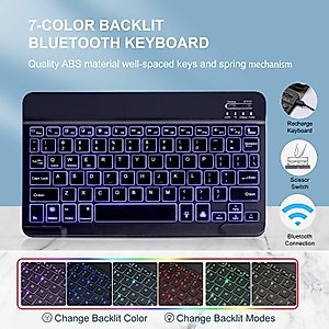 iPad Keyboard Case for Air 3rd Gen 10.5" (2019), iPad Pro 10.5" (2017), iPad 9th/8th/7th 10.2'', Magnetic Detachable Wireless Bluetooth Keyboard, Smart Keyboard Case with Back-lit and Pen Holder,Black