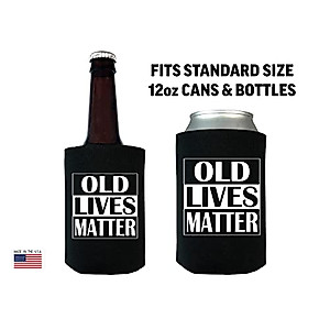 Funny Old Lives Matter Joke Collapsible Can Bottle Beverage Cooler Sleeves 2 Pack Cool Unique Gift For Grandpa Grandma Retirement 2 Pack