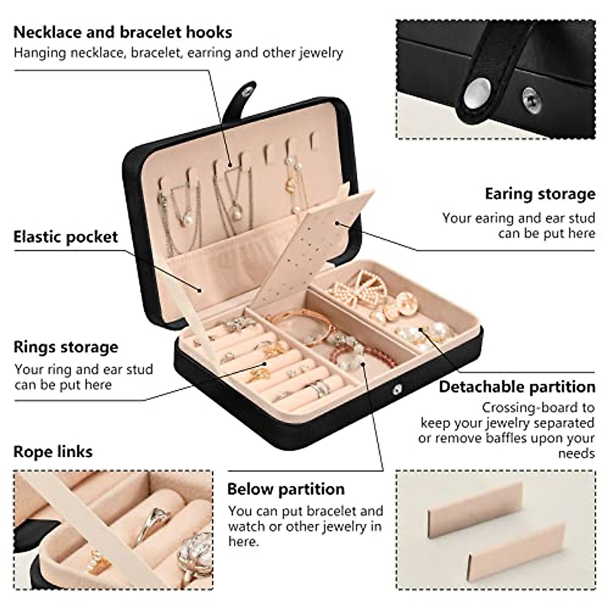 Oyihfvs Mandala Patchwork Islam, Arabic, Indian, Ottoman Motifs Leather Jewelry Bag, Jewelry Storage, Portable Jewelry Organizer Boxes for Women Lady Necklace, Earrings, Rings, Bracelet