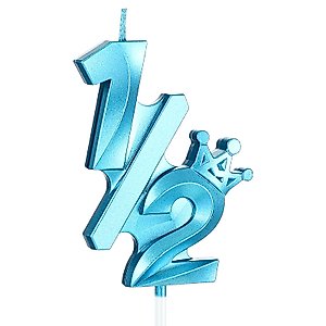MTLEE 1/2 Half Year Six Month Number Birthday Candles for Cake 3.15 Inch Blue 3D Design Cake Candles Happy Birthday Cake Topper Decoration for Birthday Wedding Decoration Reunions Theme Party