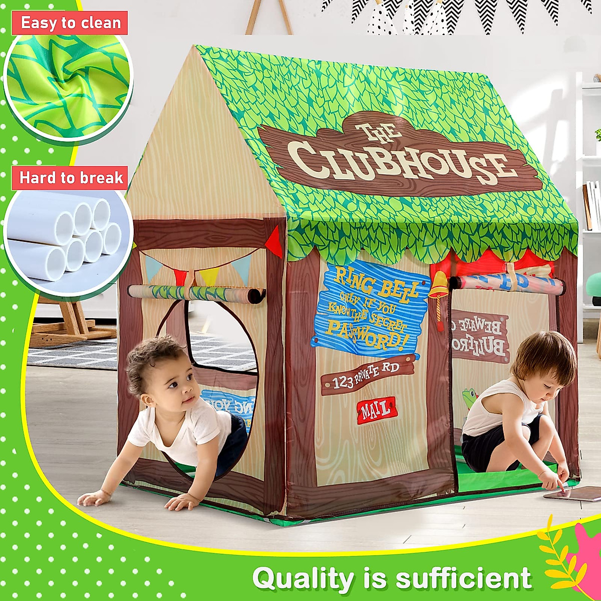 GeeSound Kids Play Tent for Boys and Girls Kids Tent with Star Lights Kids Playhouse Indoor and Outdoor Use Toys for Babies and Toddlers Easy to Assemble (Green)