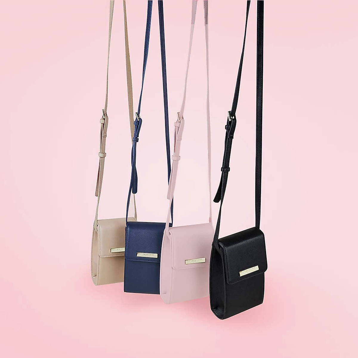 KATIE LOXTON Taylor Womens Soft Pebble Vegan Leather Adjustable Strap Crossbody Travel Bag Pale Pink