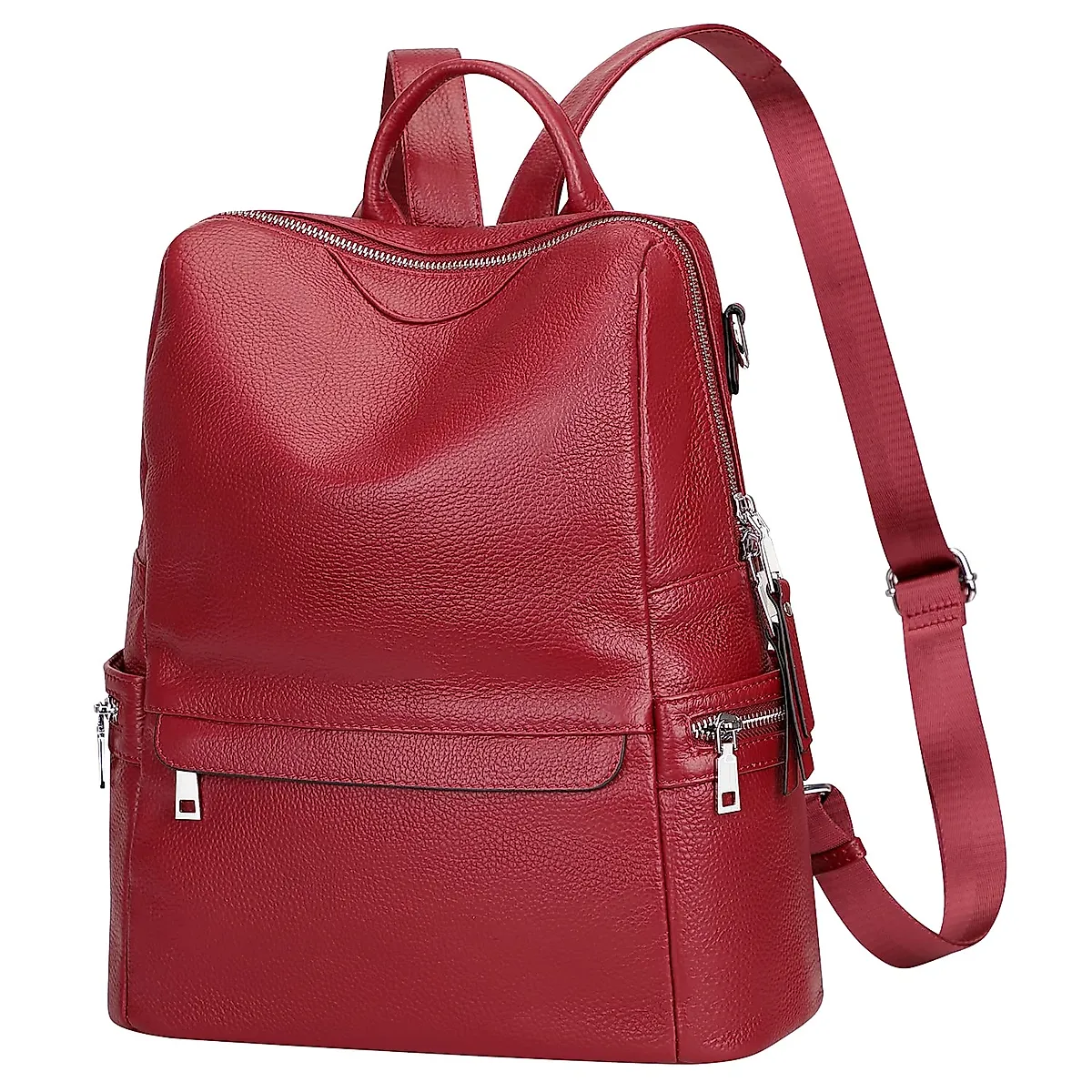 ALTOSY Leather Backpack for Women Elegant Genuine Backpack Purse Ladies Leather Shoulderbag （S80 Red Wine）