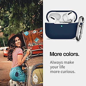 GMUDA for AirPods Pro (2nd Generation/1st Generation) Case, Protective Silicone Cover with Keychain, Compatible with AirPods Pro 2, Dark Blue