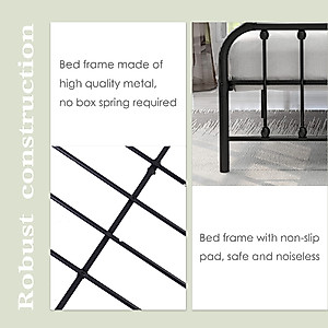alazyhome Queen Size Metal Platform Bed Frame with Headboard and Footboard Sturdy Heavy Duty Steel Slat Support No Box Spring Needed Easy Assembly Black