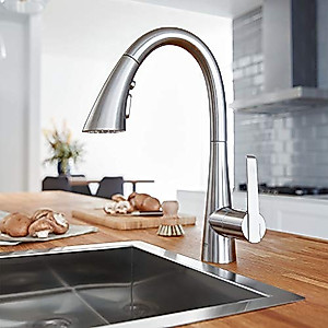 GROHE 30368DC2 Zedra Pull-Down Kitchen Faucet with sprayer Supersteel (Stainless Steel)