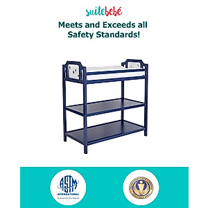 Suite Bebe Celeste Changing Table Safety Rail Included, Navy Blue