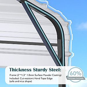 Sundale Outdoor Metal Carport 10' x 20', Heavy Duty Canopy for Garage, Car Garage Shelter with Galvanized Metal Roof and Two Bibs with Pockets for Jeep and Boat, Grey