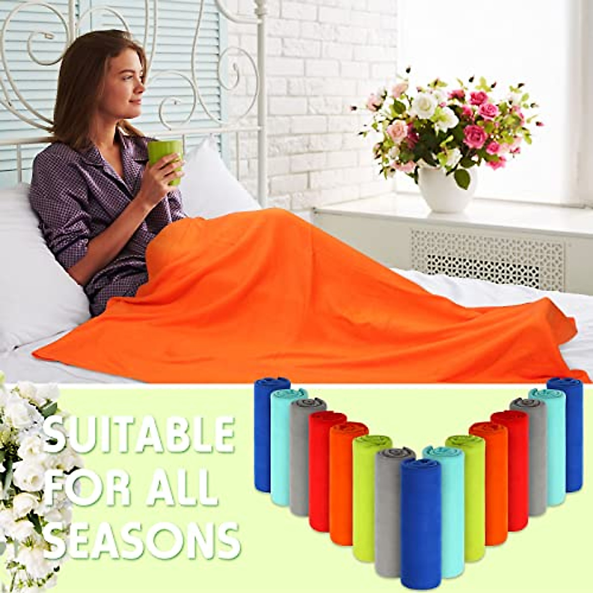 30 Pcs Ultra Soft Fleece Throw Blankets Bulk 50 x 60 Inch Cozy Polyester Throw Blankets Solid Color for Couch, Sofa, Bed, Chair, Home, Office, Travel, Wedding Favor Gifts (Multicolor)