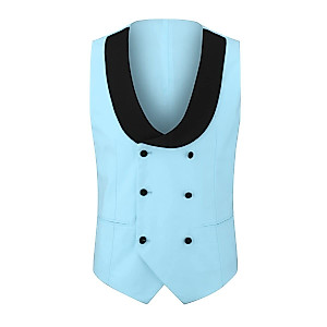 Cloudstyle Mens 3 Piece Suit Prom Colour Fashion Blazer Single Breasted Vest Jacket Pants Sky Blue