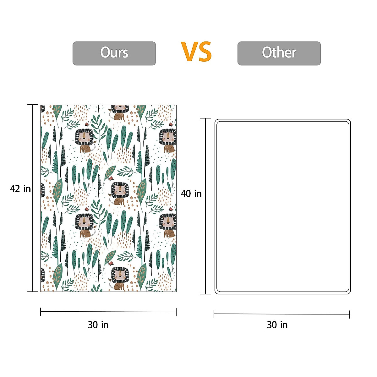 insular Baby Blanket for Boys Girls Soft Plush Minky with Dotted Backing, Double Layer Receiving Blanket for Stroller Crib Newborn Toddler Bed Blanket 42 x 30 in, Jungle Lion