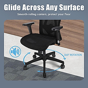 TICONN Big & Tall Ergonomic Office Chair, Home Office Desk Chairs with Wheels, Adjustable Headrest, 3D Adjustable Arm Rest, Lumbar Support (Black)