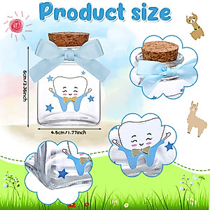 Eaasty 2 Pieces Baby Keepsake Box Glass Baby Tooth Box Baby Memory Box First Curl Baby Teeth Keepsake Box First Haircut Keepsake Holder for Boys and Girls (Blue, Boy Style)