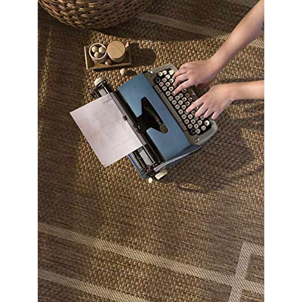 Furnish my Place Outdoor Collection Oriental Area Rug - 5 ft. 3 in. x 7 ft. 6 in. Neutral, Transitional Water Proof Rug for Living Room, Garden, Patio