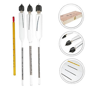 4 Pieces Meter Vinometer Meter for Liquors Liquid Meter Licorometer Hydrometer Hydrometer Spirit Wooden Box Glass