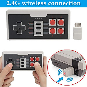 Wireless Controller NES Classic Edition - with Build in Rechargeable Batter, Wireless Range up to 10 Meters, Wireless Gamepad for Nintendo Mini Edition (2 Packs)