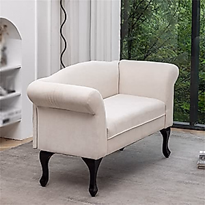ZSEDP 2 Seat Sofa, Couch Lounge Bed with Wooden Legs, Upholstered Linen Fabric Loveseat Sofa & Armrest Chair for Bedroom