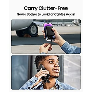 INIU Portable Charger, Adjustable Built-in Cables 10000mAh Power Bank with Tiny Size, Tri-3A High-Speed Battery Pack for iPhone 14 13 12 11 Pro X Samsung S22 S10 Google LG iPad Tablet Airpods etc.