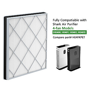 HE401 Fi-lter Replacement Compatible with Shark Ai-r Puri-fier 4 Model HE401 HE402 HE402 HE405 HE400, True HEPA H13 A-ir Filt-er, Compared Part# HE4FKPET