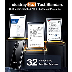 TORRAS Diamond Clear Designed for Samsung Galaxy S23 Ultra Case, [Never Yellowing][Military Grade Anti-Drop] Hard Back Soft Slim Thin Shockproof Phone Case for Galaxy S23 Ultra 6.8", Crystal Clear