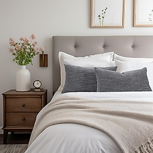 decorUhome Decorative Throw Pillow Covers 18x18 Set of 2, Farmhouse Textured Chenille Square Pillow Covers for Couch Sofa Bed Living Room, Grey