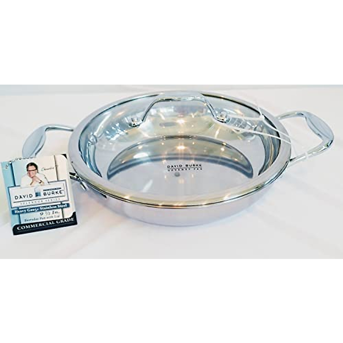David Burke Splendor Series Heavy Gauge Stainless Steel 9.5" Everyday pan with Lid