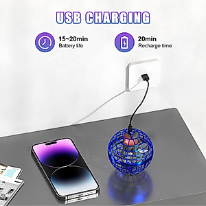 XINHOME Flying Ball Orb Toys Hover Soaring Flying Toy Globe Shape Magic Boomerang Spinner Hand Controller Mini Drone for Kids Adults Outdoor Indoor (Blue)