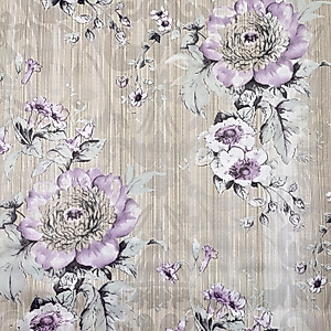Yifely Vintage Purple Peony Self-Adhesive Kitchen Shelf Drawer Liner Moisture Proof PVC Mat 45x300cm