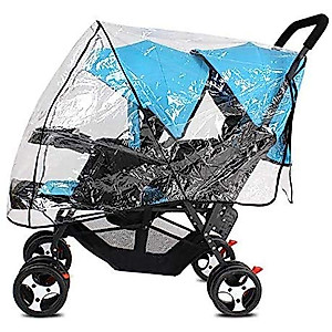 Universal Stroller Raincovers for Twins Baby Stroller Pushchair Waterproof Buggy Pram Raincoat Wind Dust Rain Covers PVC Double Carrycots Weather Shield Protector (Tandem Twin Buggy Rain Cover)