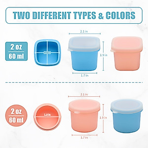 [8 Pack, 2 oz] Salad Dressing To Go Containers, Small Silicone Sauce Cups with Leakproof Lids For Lunch Boxes, Picnics, Travel