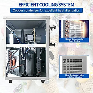 BZD Commercial Gelato Hard Ice Cream Machine - 1400W 4.3 to 5.3 Gallons Per Hour with LED Panel Auto Clean Perfect 110V Ice Cream Machine for Snack Bars Restaurants supermarket