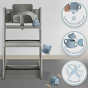 Moonkie Silicone Baby Sippy Cups | 3 Stages Training Cup Straw Cup for Infants Toddlers and Kid, 4 oz (Ether)