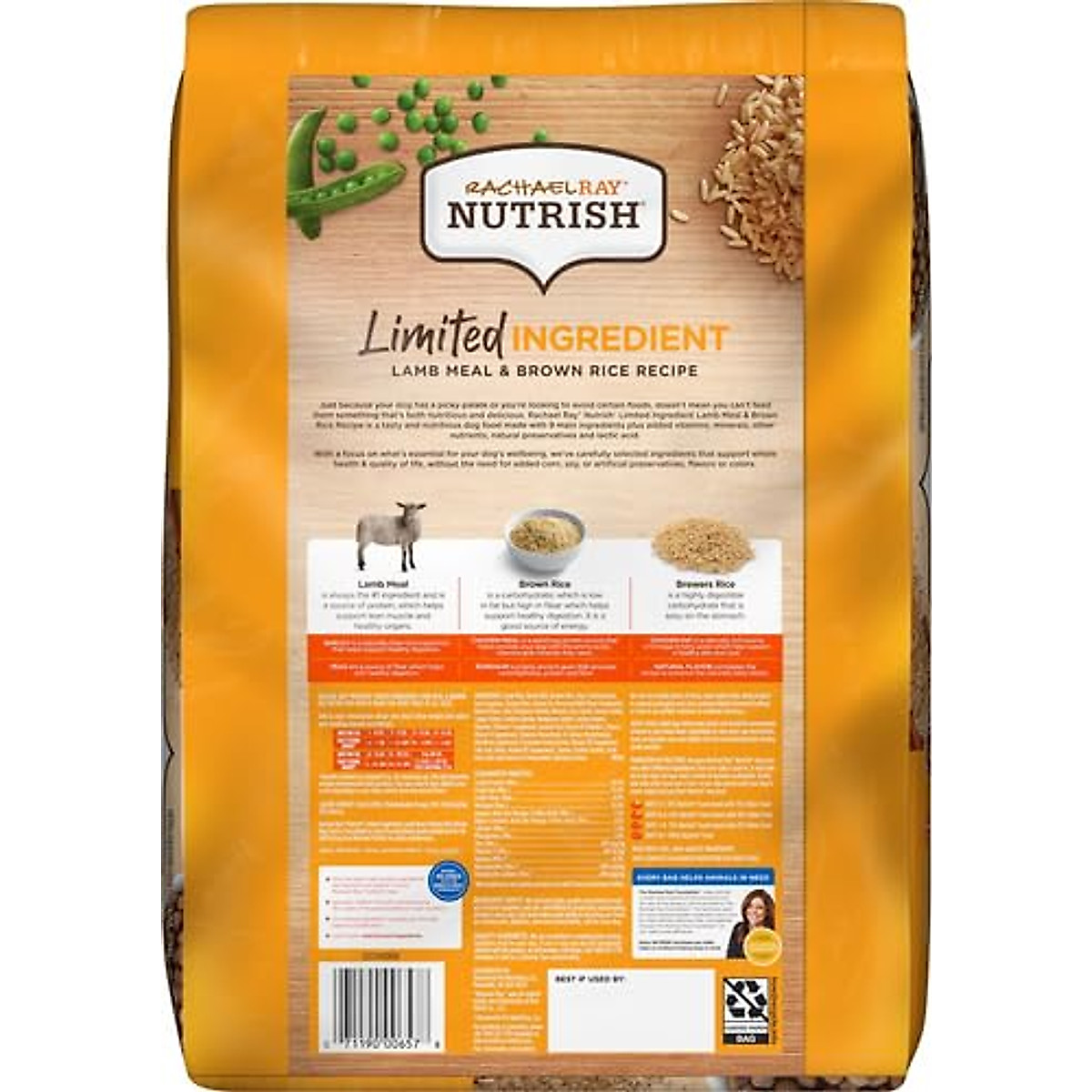 Rachael Ray Nutrish Limited Ingredient Lamb Meal & Brown Rice Recipe, Dry Dog Food, 14 Pound Bag (Packaging Design May Vary)