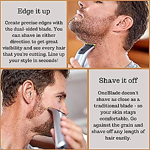 PHILIPS Norelco OneBlade Pro Kit, Hybrid Electric Trimmer and Shaver, QP6510 + OneBlade Body Kit, 3 Pieces, Black, 1 Count