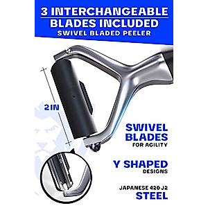 Dalstrong Razor VX - Y Peeler - High Carbon Stainless Steel - Non Slip G10 Handle - Fine, Serrated & Julienne Blades Set - Premium Vegetable, Fruit, Potato Peeler for Kitchen