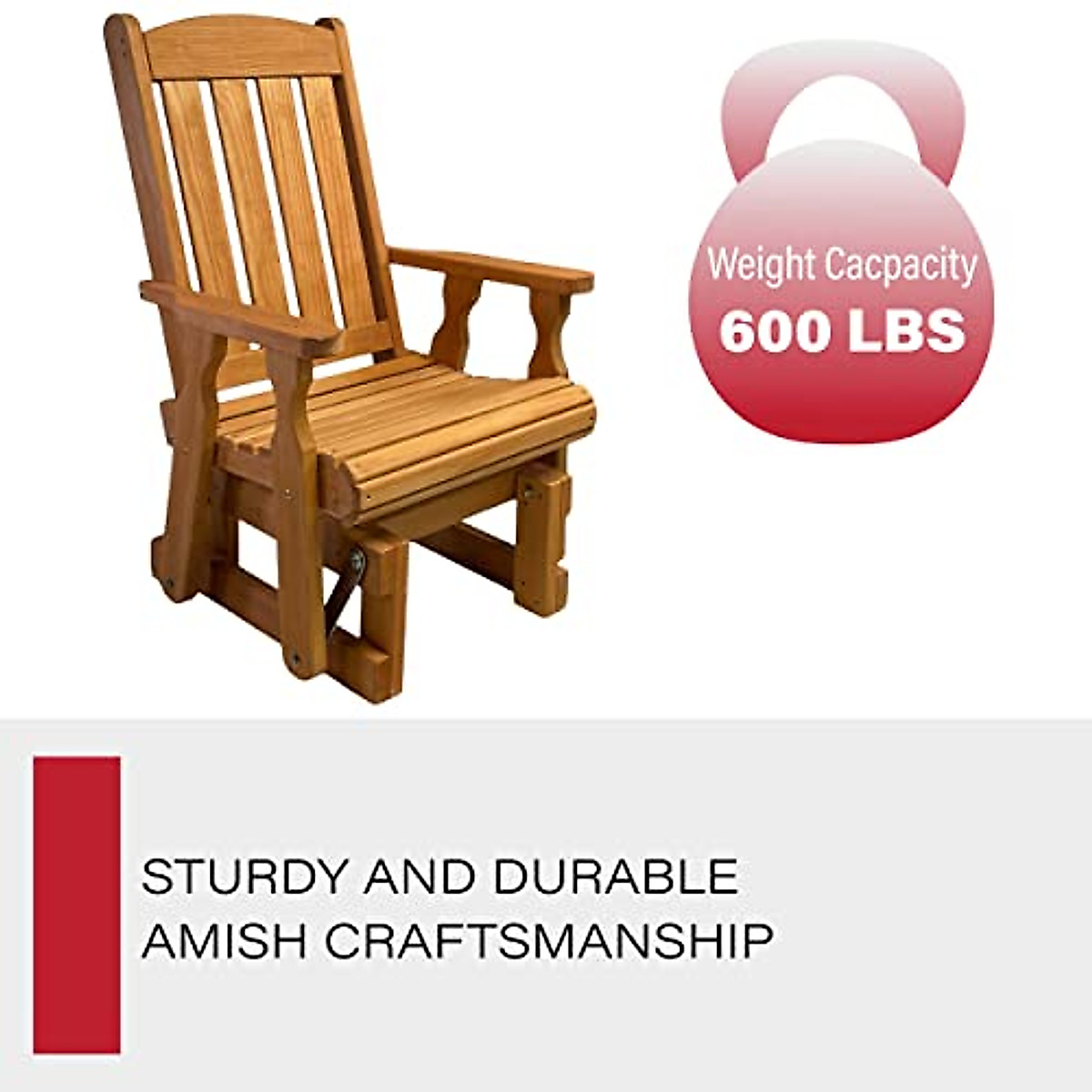 Amish Casual Heavy Duty 600 Lb Mission High Back Treated Glider Chair (Cedar Stain)