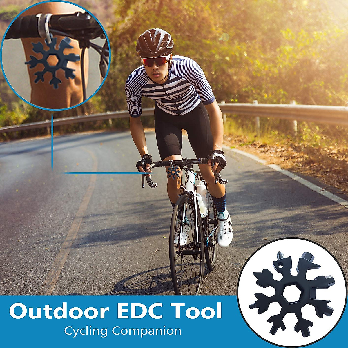 18-in-1 Snowflake Multi-tool with Wallet Multi Tool Credit Card Stainless Steel Bottle Opener, Box Cutter, Phillips Screwdriver, Allen Wrench, Credit Card Multi Toll Gift Set, Survival Gear (black)