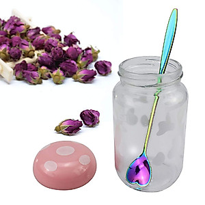 SelfTek 8Pcs Rainbow Flower Spoon Set, 2 Different Size Colorful Stainless Steel Reusable Teaspoons Coffee Sugar Stirring Spoon Dessert Cake Spoons Tea Scoops Table Spoon Mixing Spoon Ice Tea Spoon