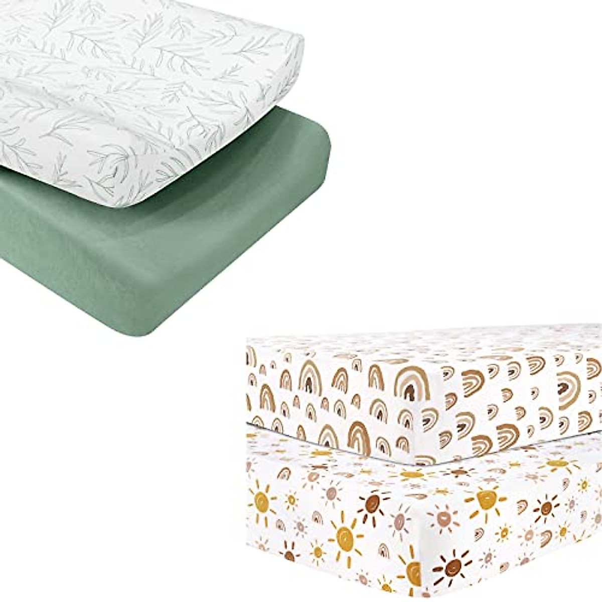 Babebay 2Pack Changing Pad Cover and 2Pack Crib Sheets Bundle