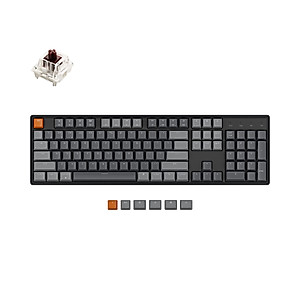 Keychron K10 Full Size 104 Keys Bluetooth Wireless/USB Wired Mechanical Gaming Keyboard for Mac with Gateron G Pro Brown Switch/RGB Backlight/Multitasking Computer Keyboard for Windows, Aluminum Frame