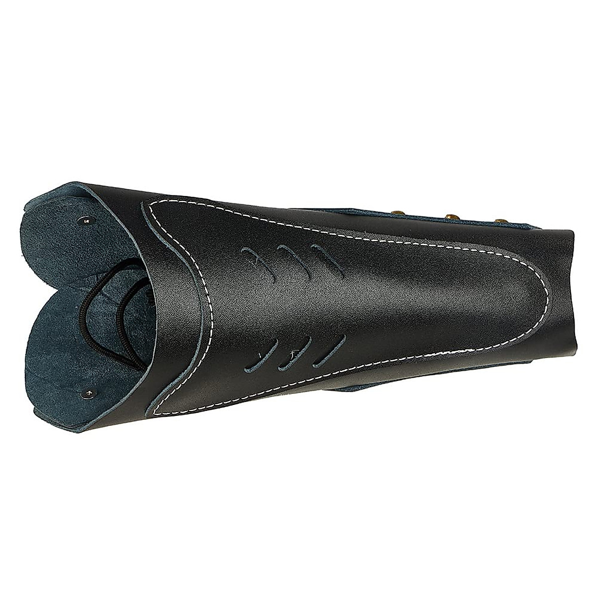 TOPARCHERY Handmade Leather Arm Guards Bow Hand Shooting Glove Adjustable for Hunting Shooting Arm Protector Wristband Gauntlet Unisex Medieval Bracer (Black)