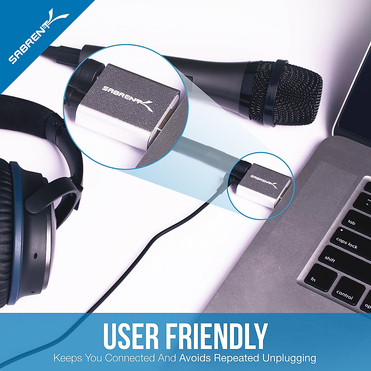 SABRENT Aluminum USB External Stereo Sound Adapter for Windows and Mac. Plug and Play No Drivers Needed. [Silver] (AU-EMAC)