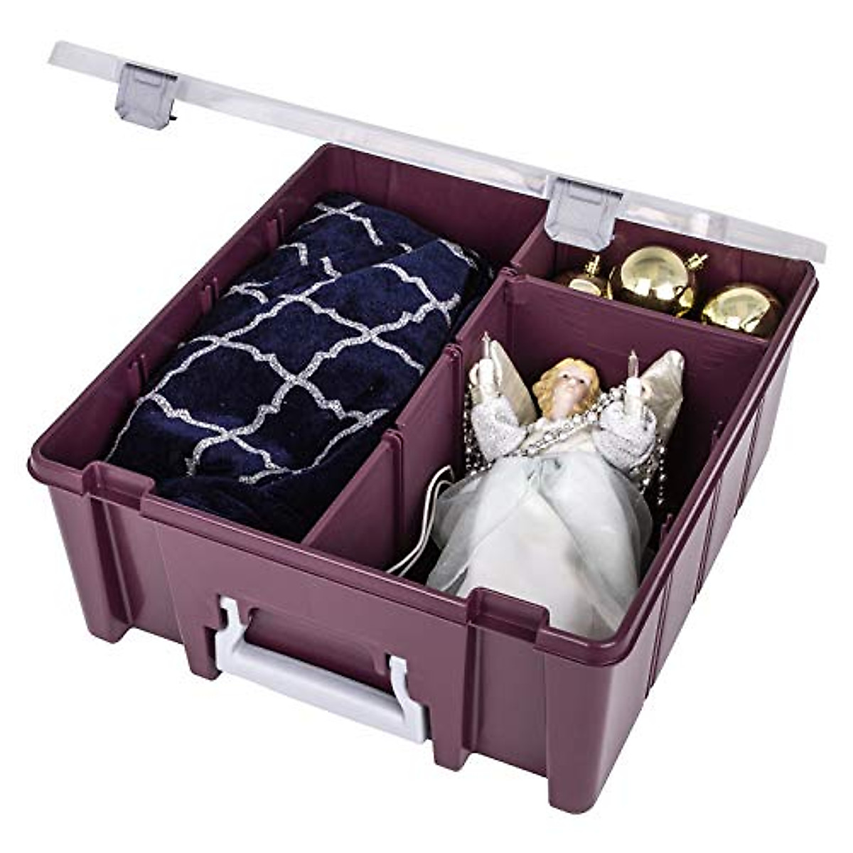 AB Designs 6990ABP Super Satchel Double Deep with Removable Dividers, Stackable Home Storage Organization Container, Plum
