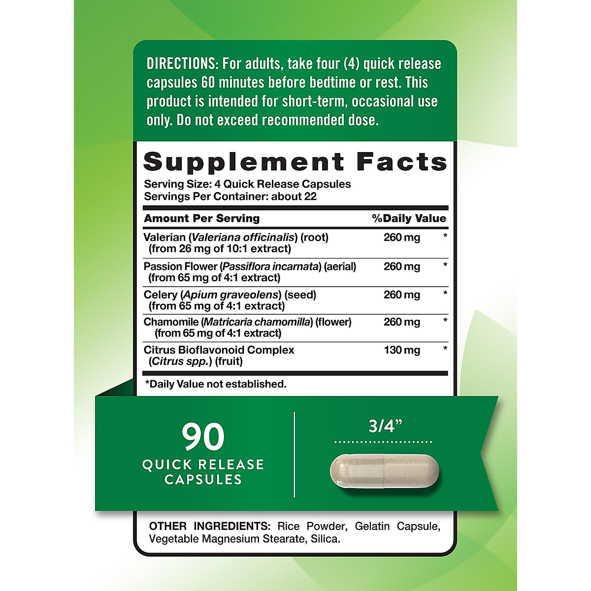 Nature's Truth Calm Caps | 90 Capsules | with Passion Flower and Chamomile | Non-GMO, Gluten Free Supplement