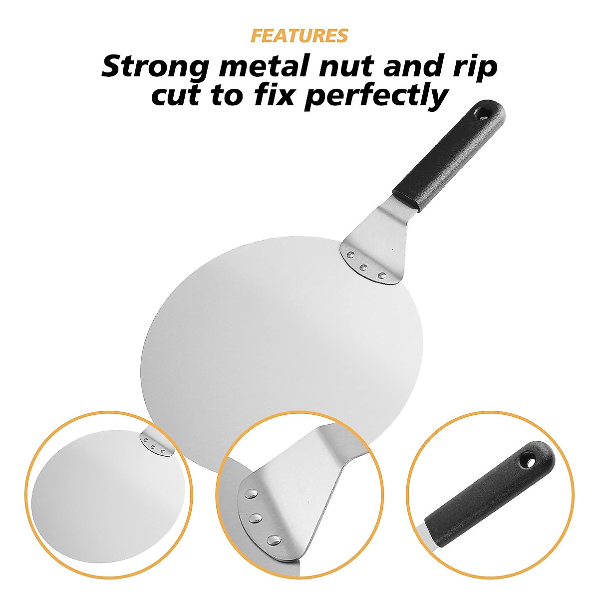 Pizza Crust Set (Set of 7) 10'' Stainless Steel Pizza With Handle Wood Handle Rocker Cutter Pizza Oven Accessories Gift for Homemade Baking Lovers like Pizza, Bread and Pastries