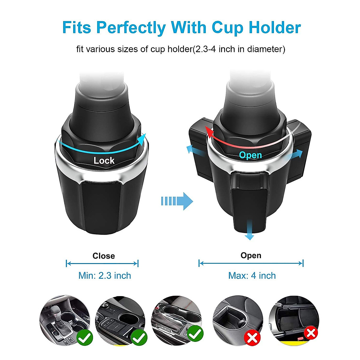 woleyi Universal Cup Holder Tablet Mount for Car Vehicle, Truck, Treadmill, Wheelchair, Golf Cart, Boat and More Cupholder for iPad Pro/Air/Mini, Galaxy Tabs, iPhone, All 4-13" Smartphones and Tablets