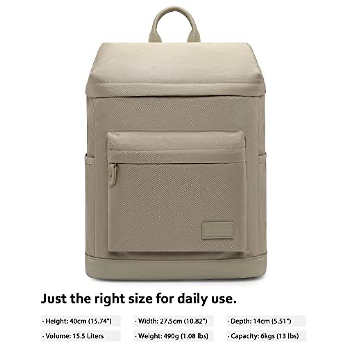 HotStyle Casual Daypack Backpack for Tween & Teen Girls, Multipurpose Middle School Bag Bookbag, Angled Top, Plain, Pastel Khaki